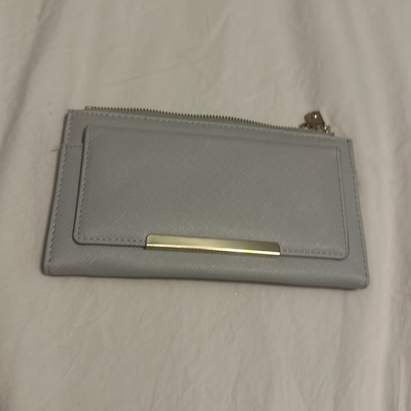 Bags | Womens Gray Wallet With Cardholder 2 Zippers Gold Accents | Poshmark